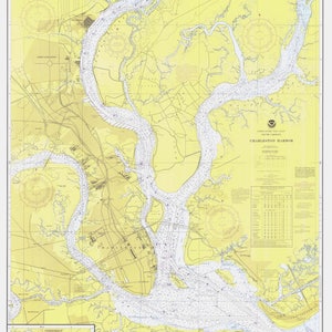 Charleston Harbor Map, South Carolina 1975 - Nautical Chart Print - Etsy