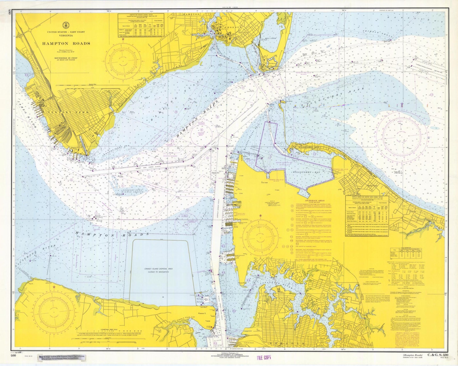 Hampton Roads Map 1968 Nautical Chart Print - Etsy