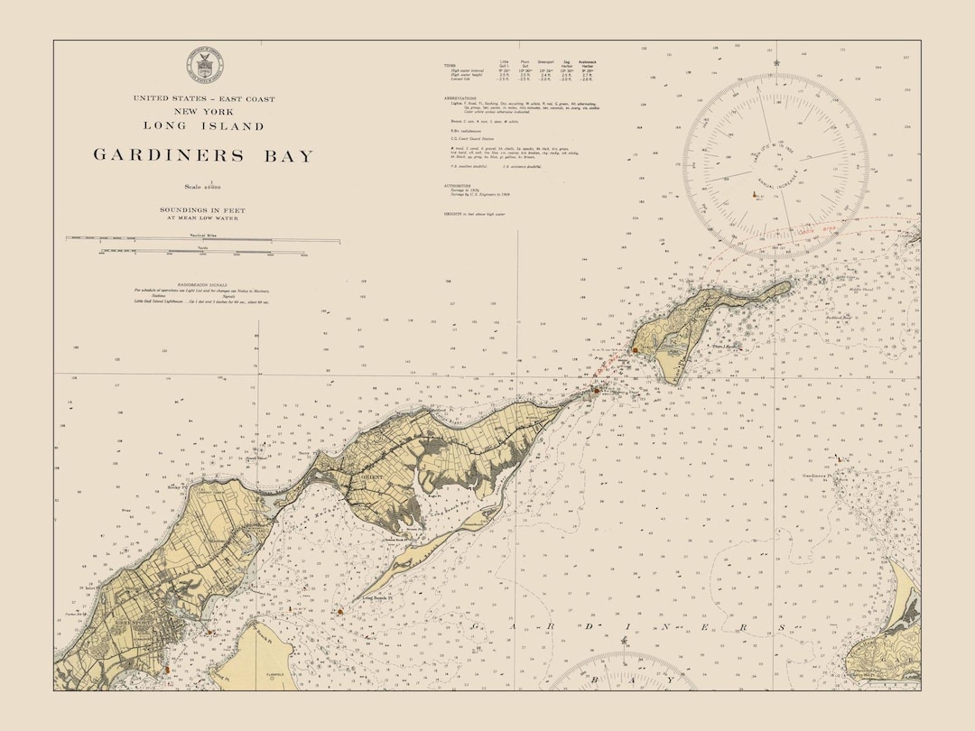 Gardiner's Bay - Orient Point Map - Nautical Chart - Paper | Canvas ...