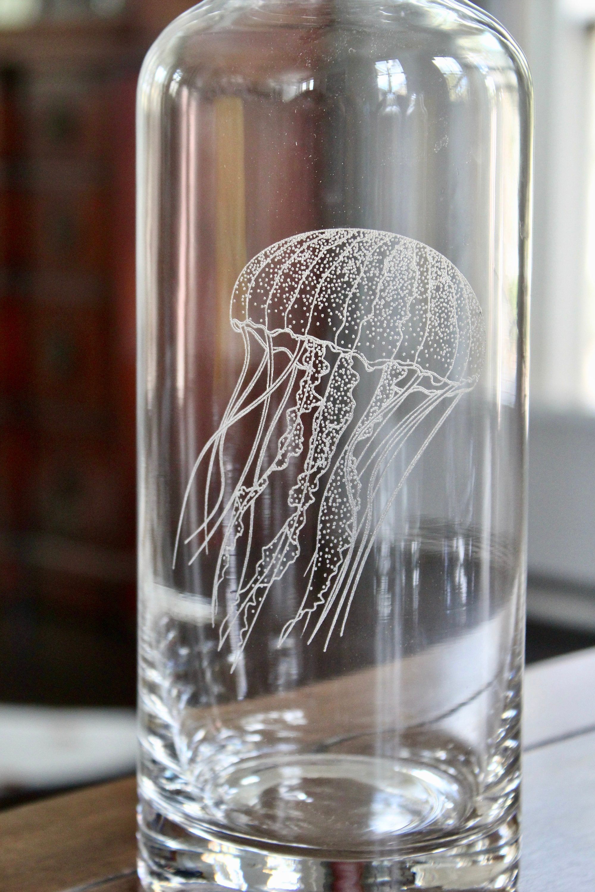 Jellyfish Laser Engraved Glass Carafe - Ocean Gift - Etsy