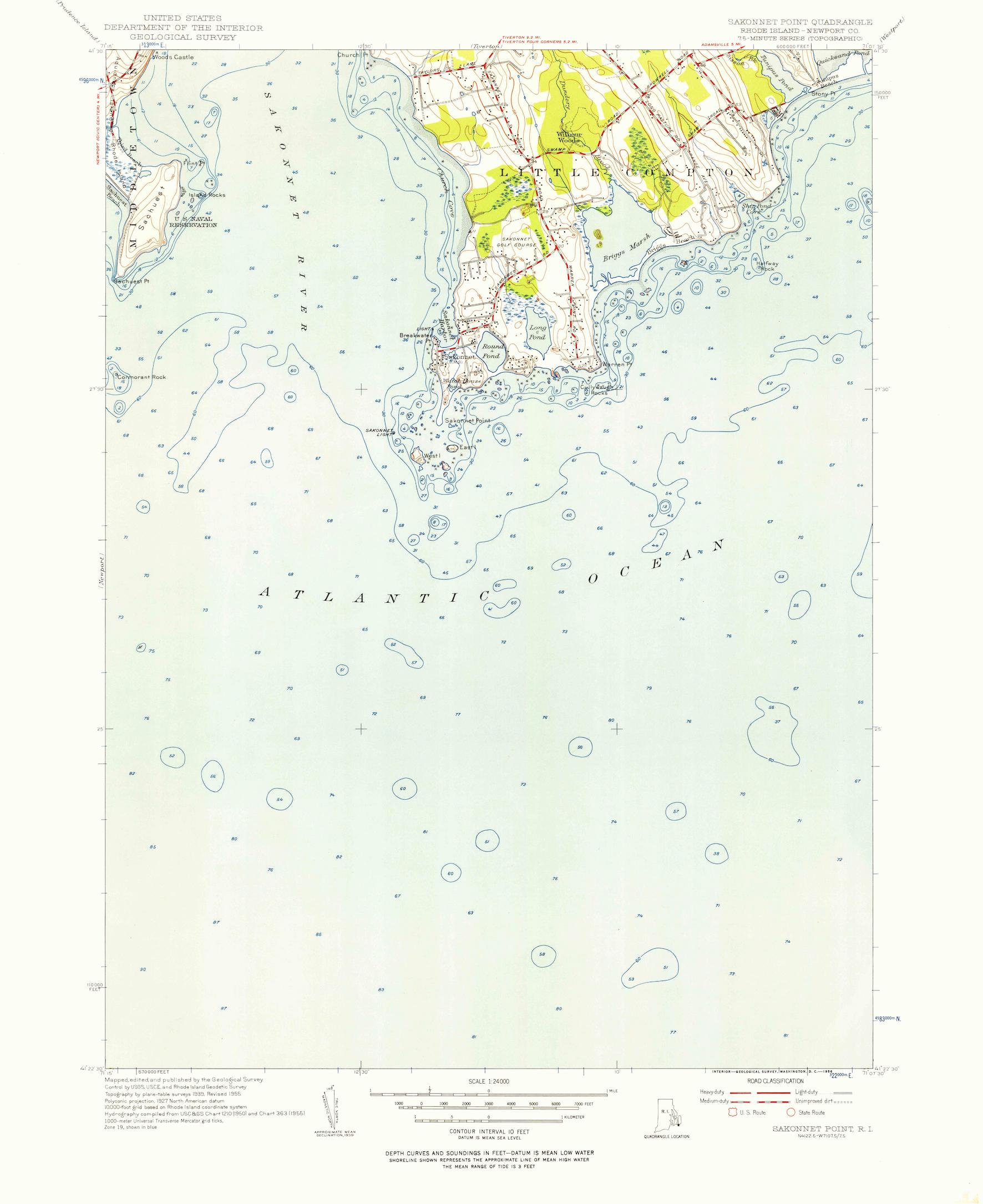 Sakonnet Map - 1965 - Nautical Chart Print - Etsy