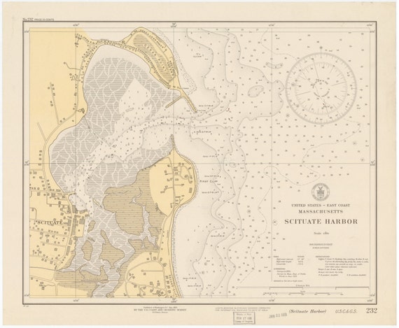 Scituate Harbor Map 1931 Nautical Chart Print | Etsy