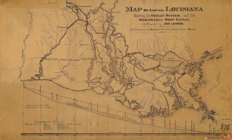 Map of Lower Louisiana - Nautical Chart Print - Etsy