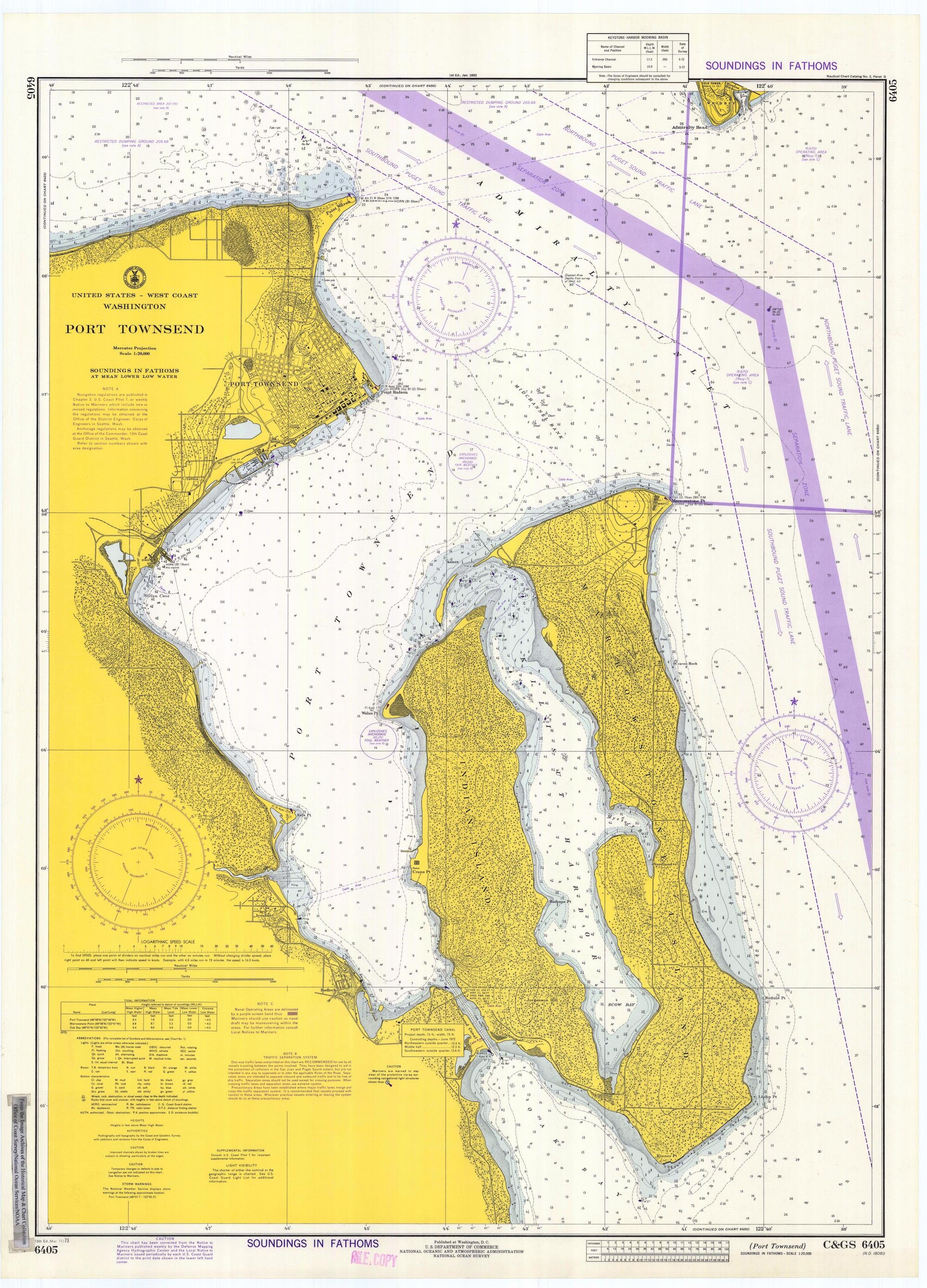 Port Townsend Map - Washington - 1973 - Nautical Chart Print - Etsy