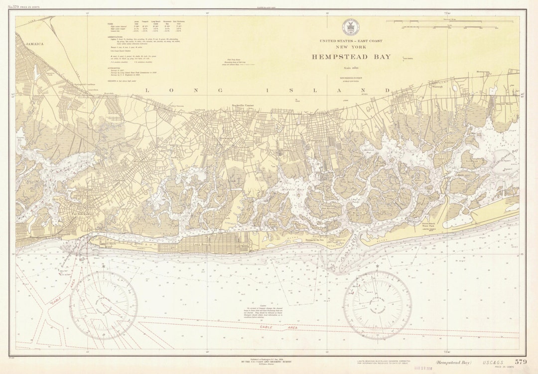 Hempstead Bay Historical Map 1934 - Nautical Chart Print - Etsy