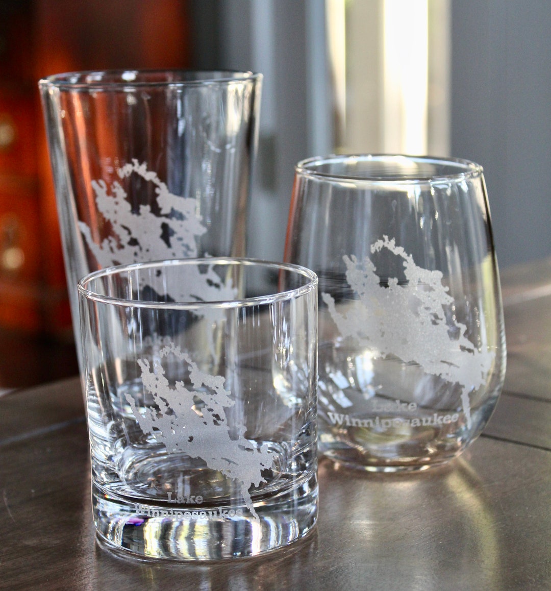 Lake Winnipesaukee Map Engraved Glasses - Etsy