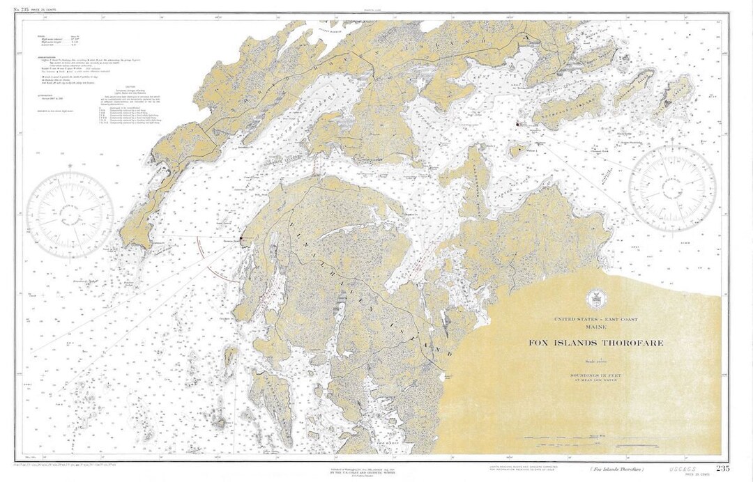 Fox Island Thorofare Map - 1929 - Nautical Chart Print - Etsy