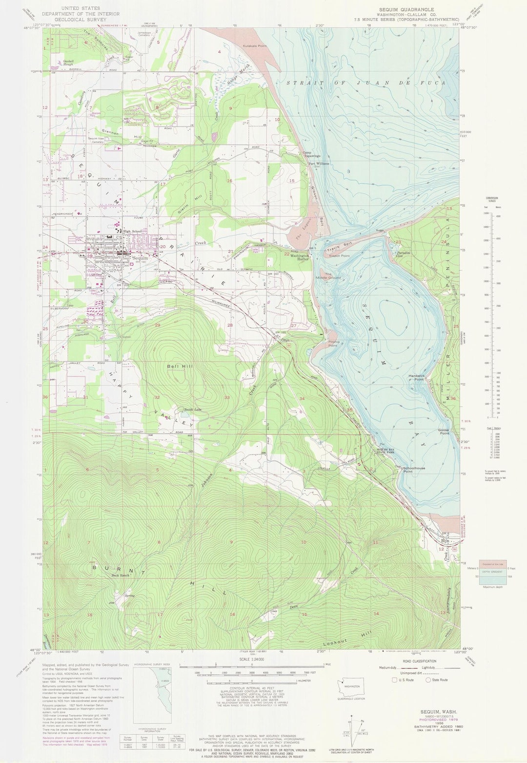 Sequim Washington Map - 1979 - Etsy