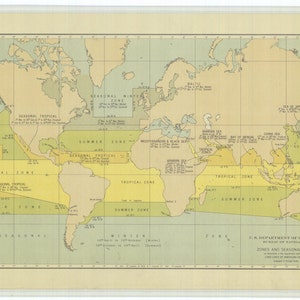 World Map of Seasonal Zones & Areas - Etsy