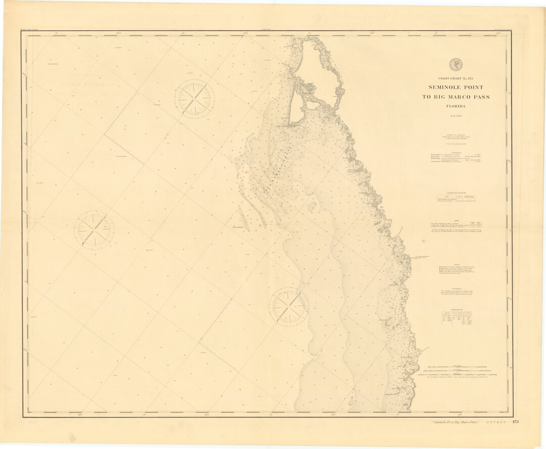 Seminole Point to Big Marco Pass Map 1893 - Nautical Chart Print - Etsy