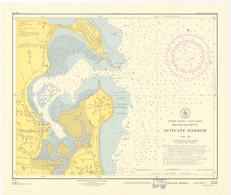 Scituate Harbor Map 1954 Nautical Chart Print - Etsy