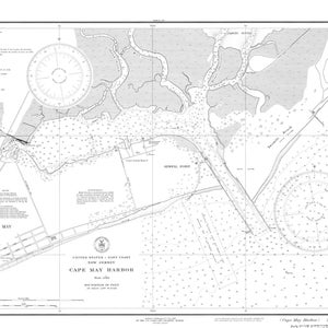 Cape May Harbor 1936 (B&W) - Nautical Chart Print - Etsy