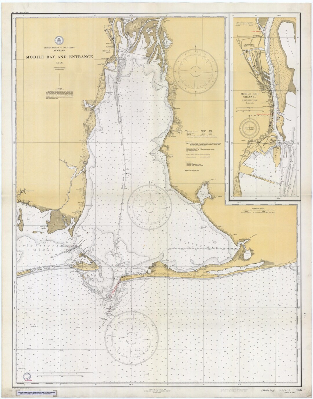 Mobile Bay Map - Alabama 1933 - Nautical Chart Print - Etsy