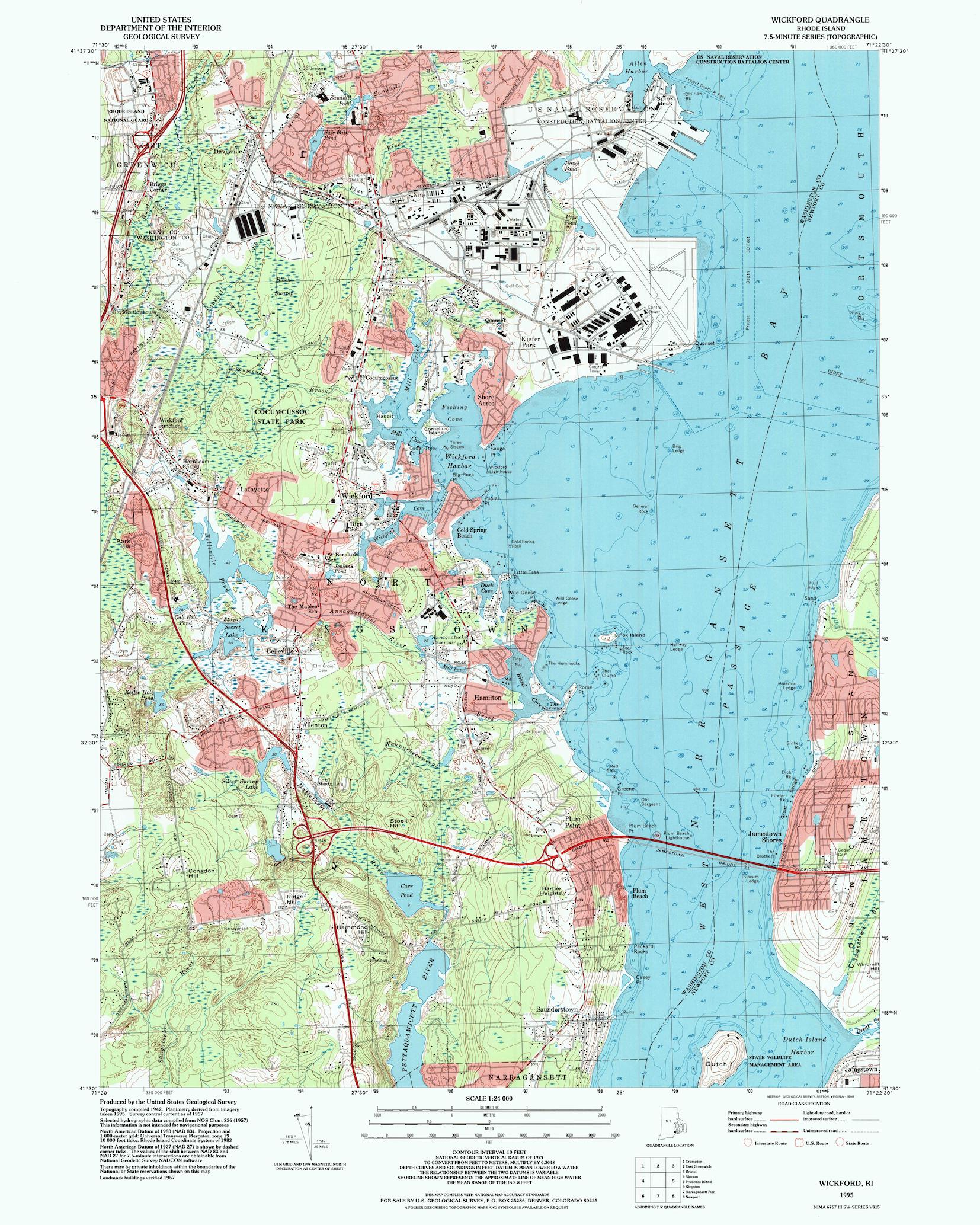 Warwick (RI) Map - 1995 - Nautical Chart Print - Etsy