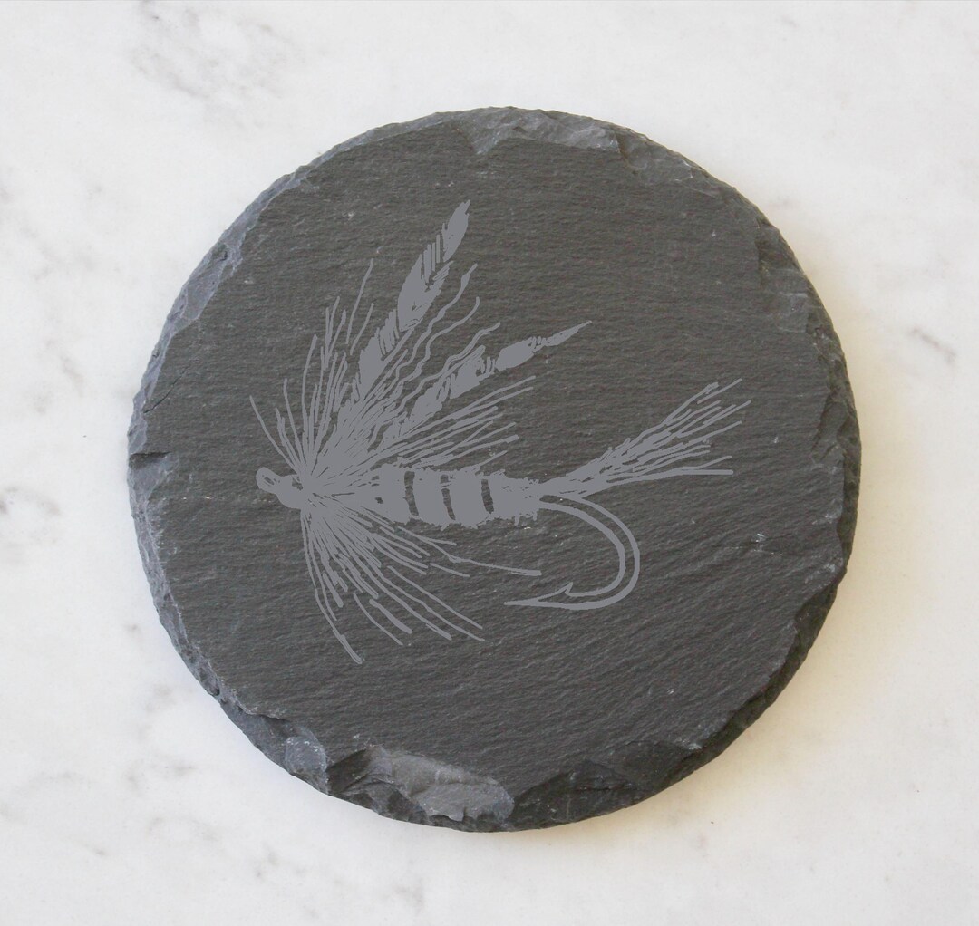 Fly Fishing Coaster Set (slate and Leatherette Coaster Sets) - Etsy