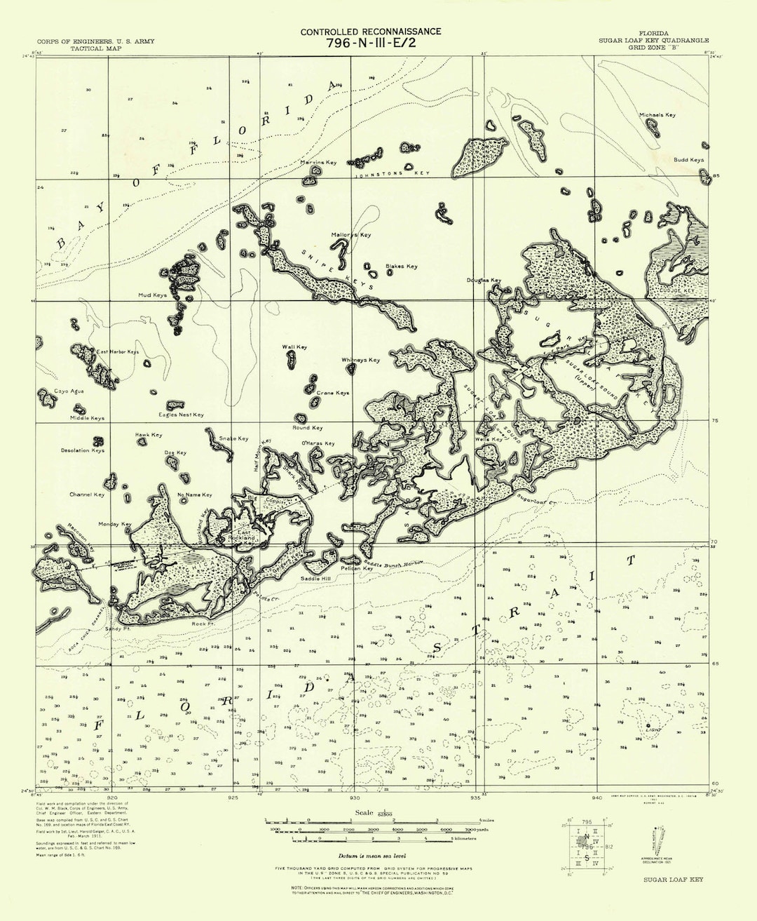 Sugarloaf Key Map - 1921 - Nautical Chart Print - Etsy