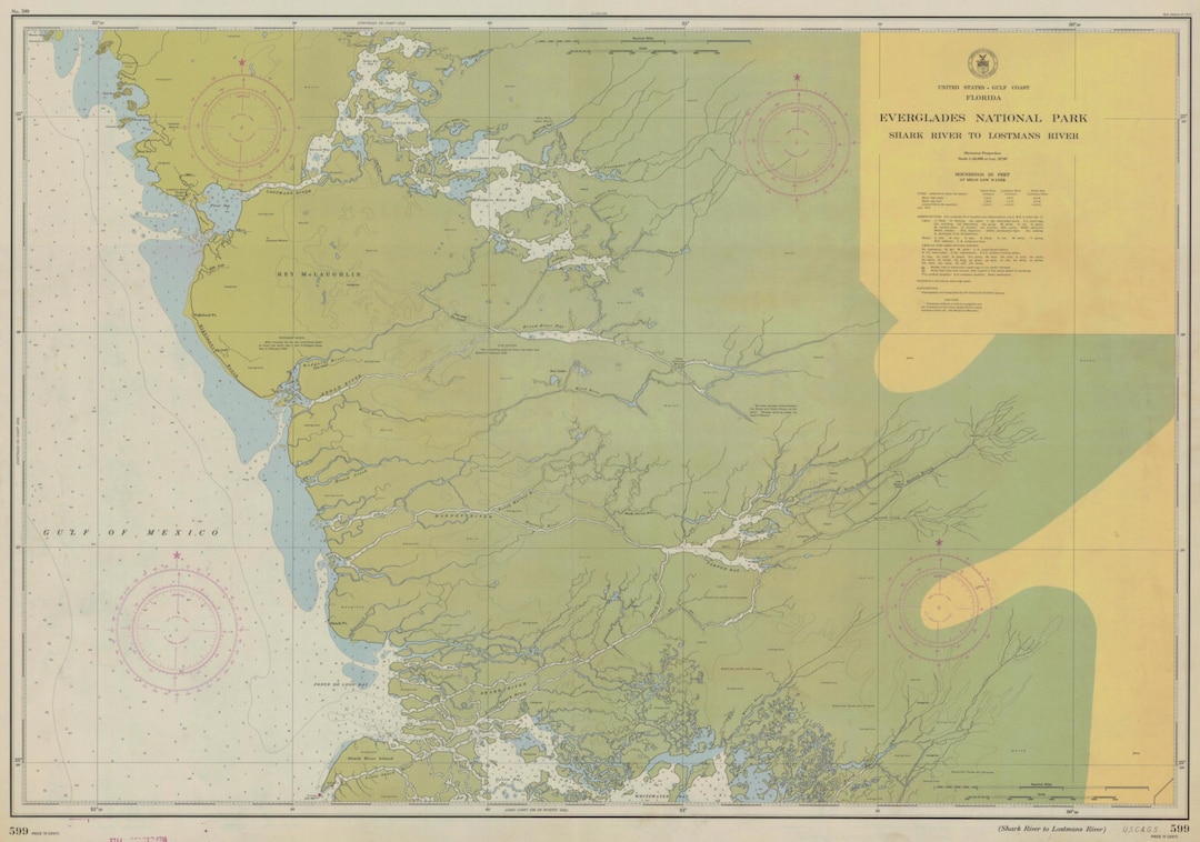 Everglades National Park Historical Map 1953 - Nautical Chart Print - Etsy