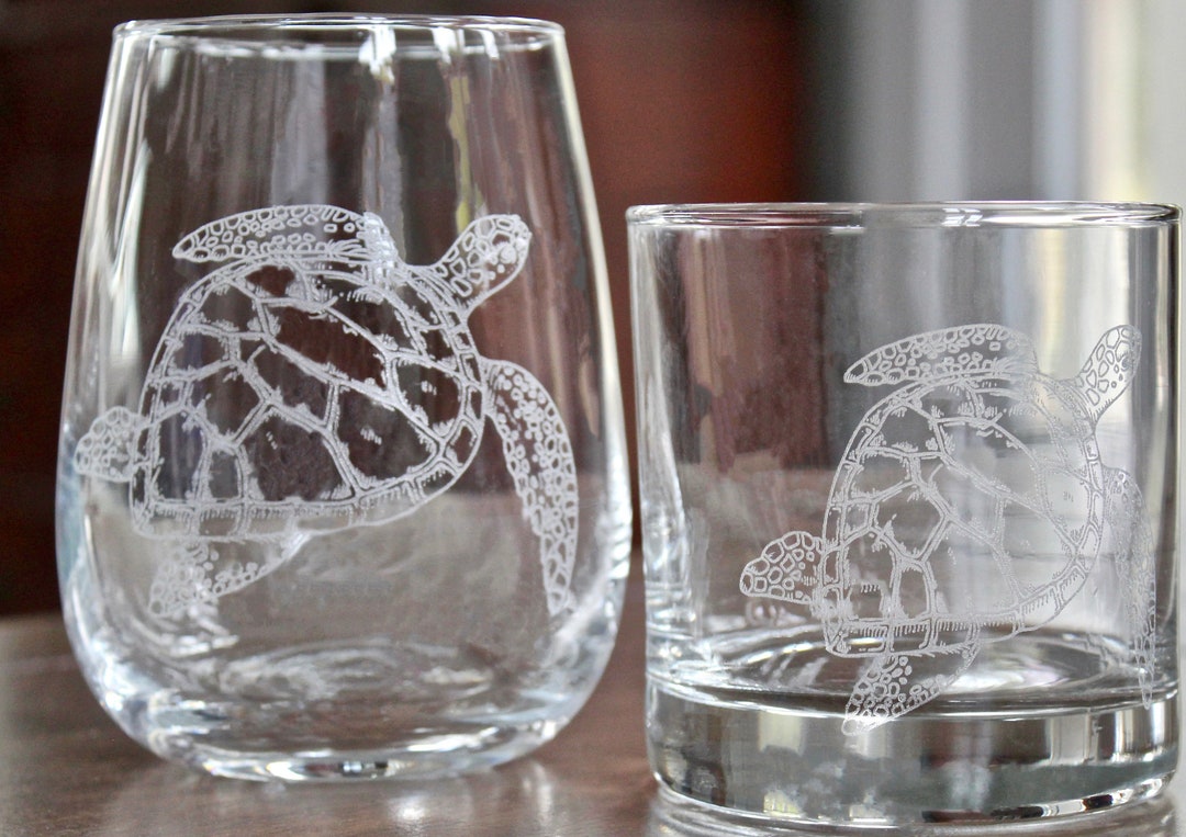 Sea Turtle Engraved Glasses - Etsy
