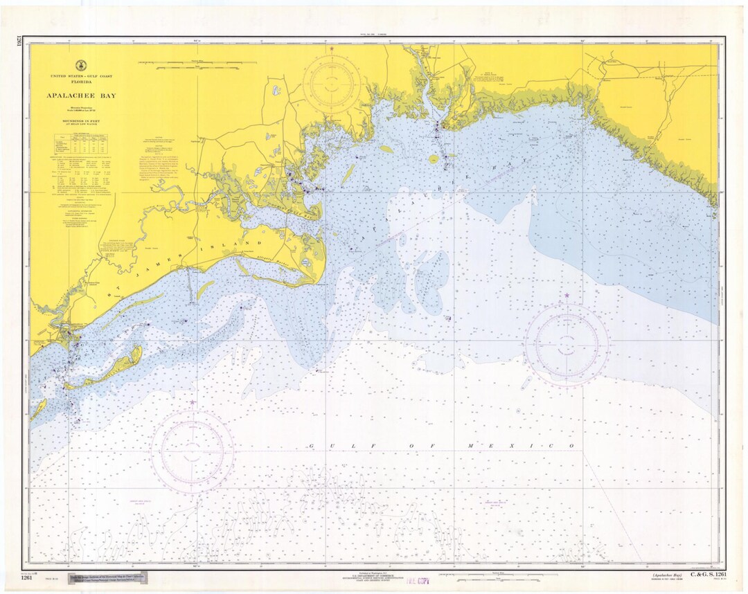 Apalachee Bay Map 1968 - Nautical Chart Print - Etsy