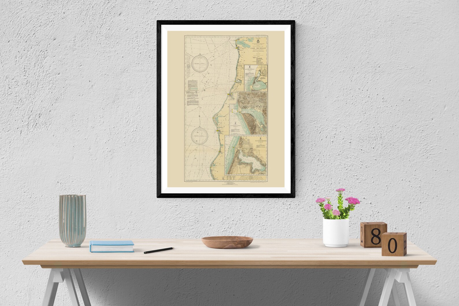 Lake Michigan Map Benona to Point Betsie 1932 | Etsy