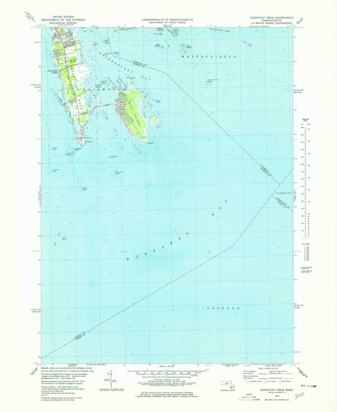 Sconticut Neck Map - 1975 - Nautical Chart Print - Etsy