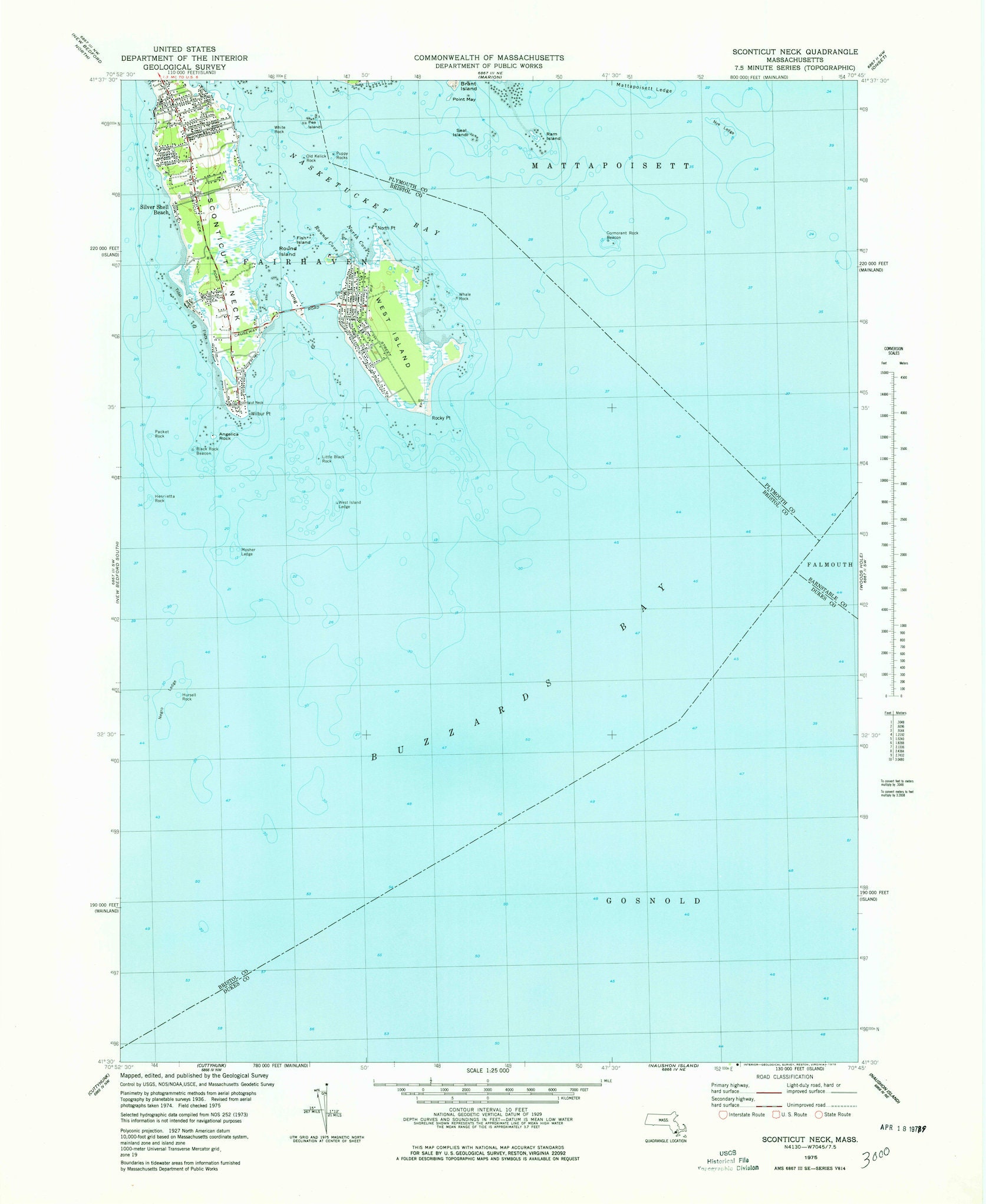 Sconticut Neck Map - 1975 - Nautical Chart Print - Etsy