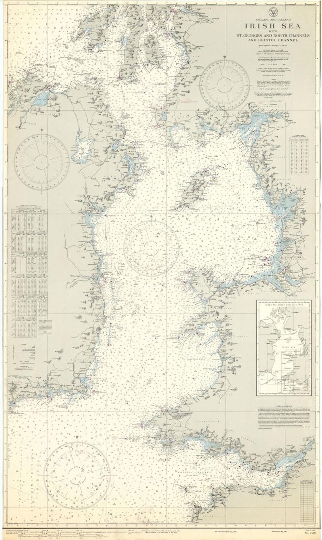 The Irish Sea Map (including Firth of Clyde) - 1931 - Nautical Chart ...