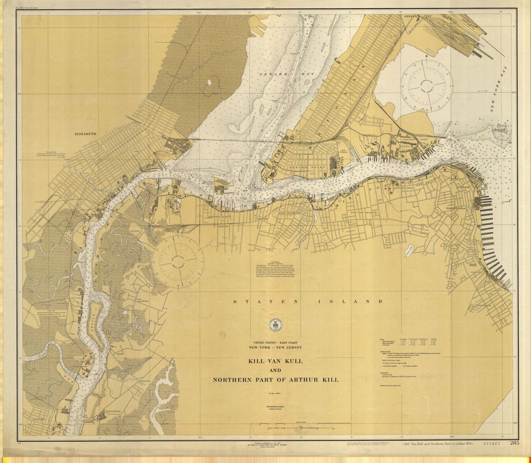 Kill Van Kull Map - Northern Part of Arther Kill - 1925 - Nautical ...
