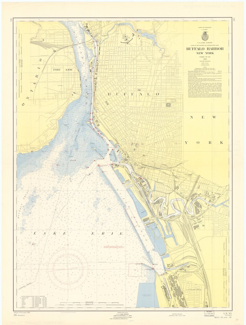 Buffalo Harbor Map 1957 - Nautical Chart Print - Etsy