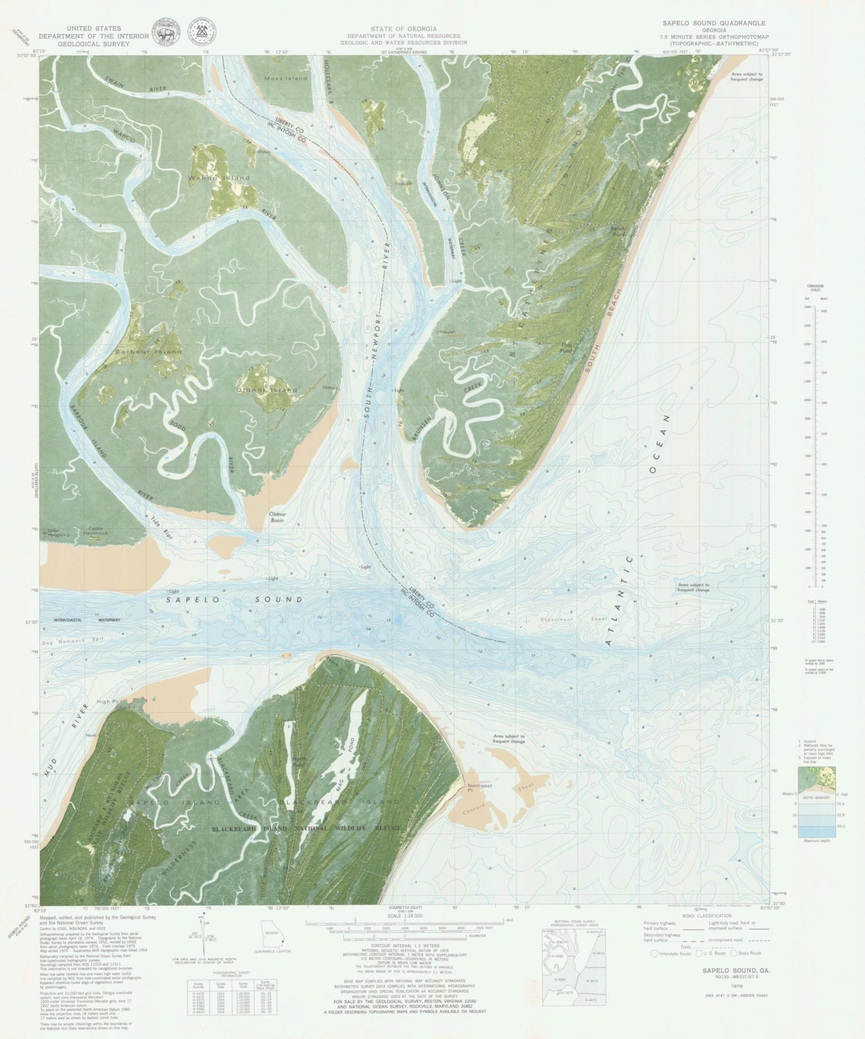 Sapelo Sound Georgia Map 1979 - Nautical Chart Print - Etsy