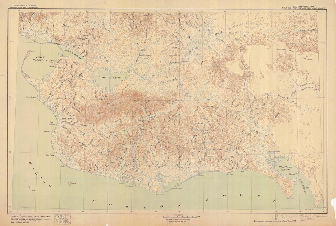 Seward Peninsula Map - Alaska - 1907 - Nautical Chart Print - Etsy