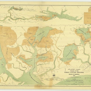 Virginia Public Oyster Grounds Chart #28 1895 - Nautical Chart Print - Etsy