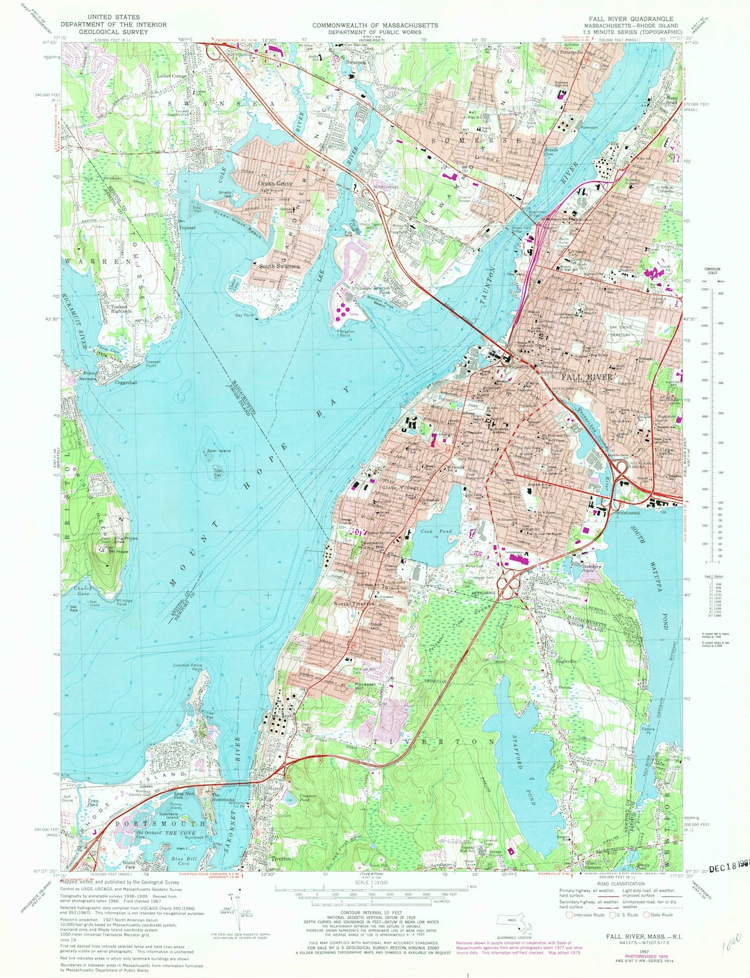 Fall River Map 1967 - Nautical Chart Print - Etsy