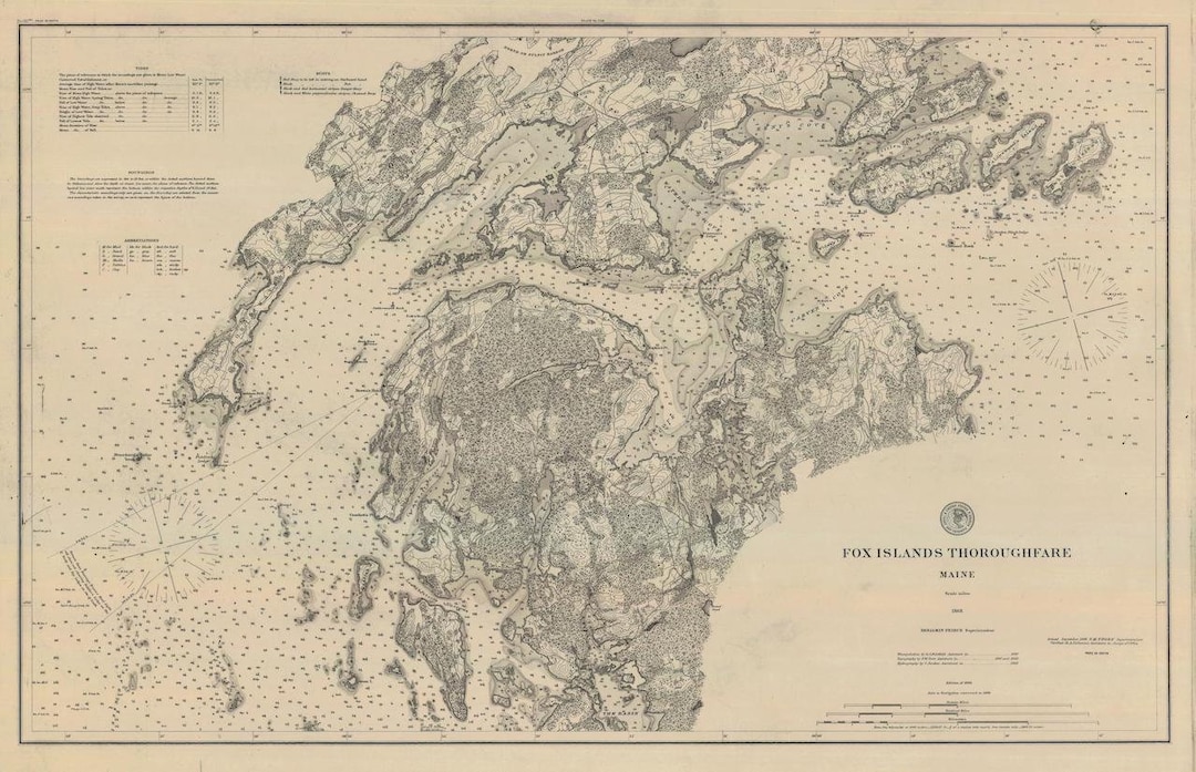 Fox Island Thoroughfare Map 1871 - Nautical Chart Print - Etsy