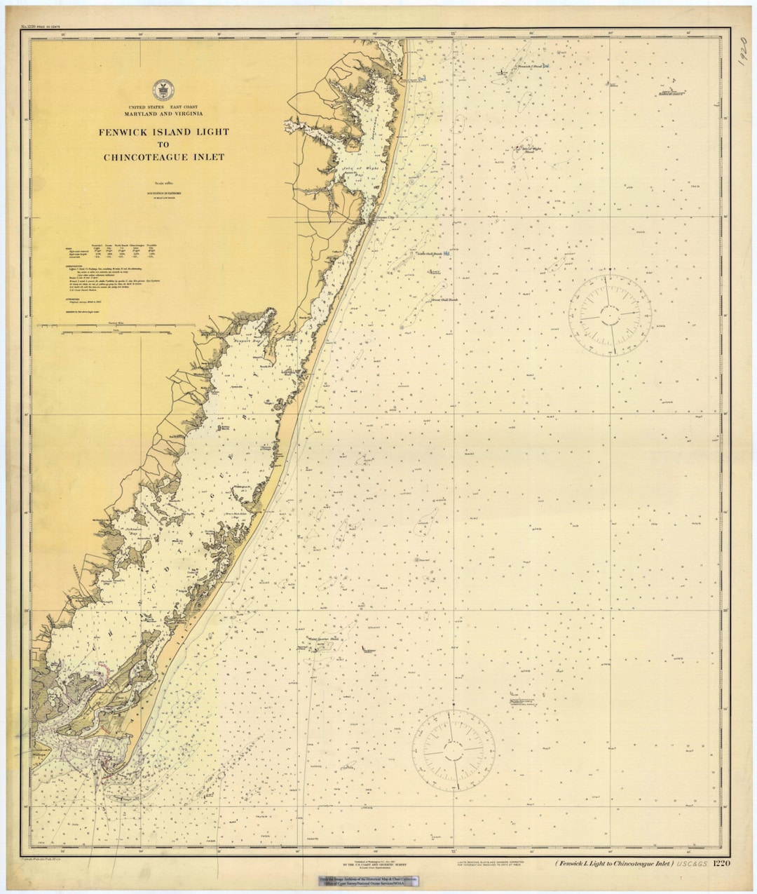 Fenwick Light to Chincoteague Inlet Historical Map 1920 - Nautical ...