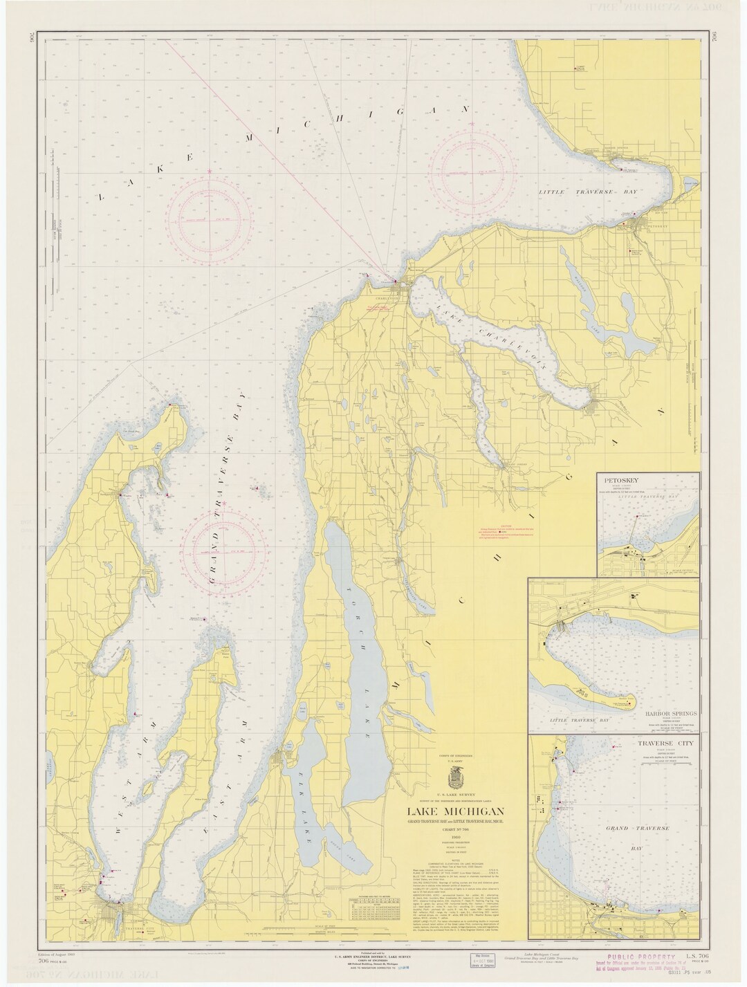 Grand Traverse Bay to Little Traverse Bay Map 1960 - Nautical Chart ...