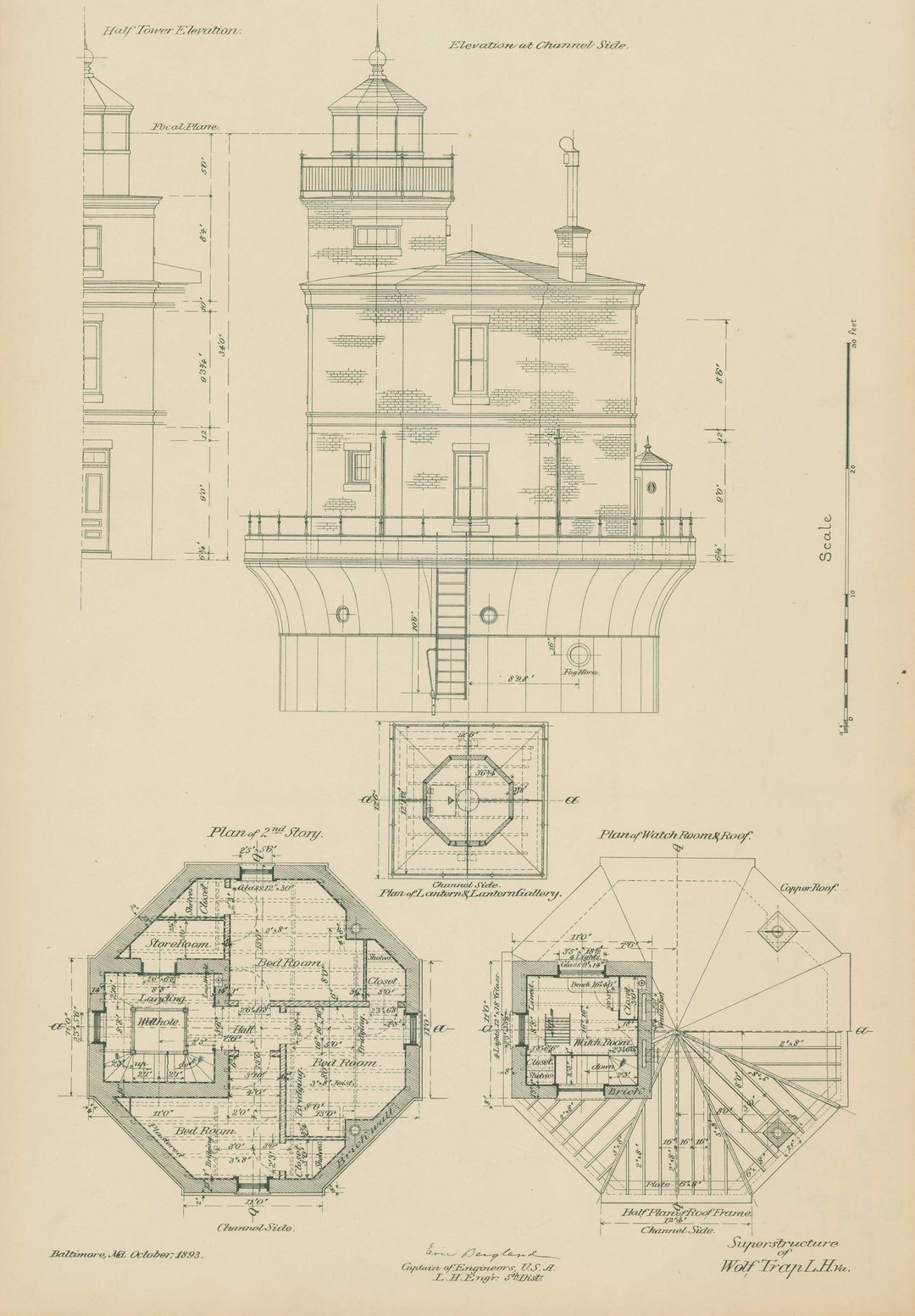 Wolf Trap Lighthouse Plans - 1893 - Etsy