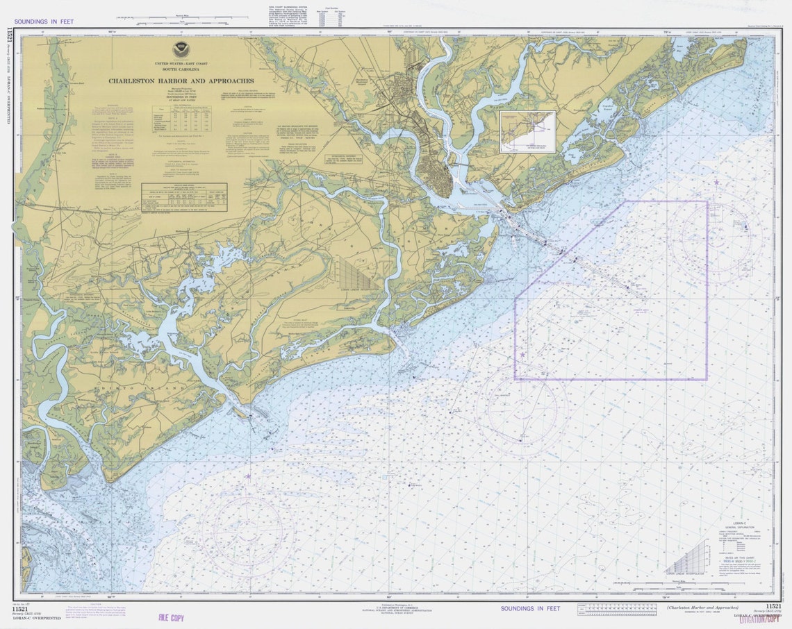 Charleston Harbor and Approaches Map South Carolina Chart - Etsy