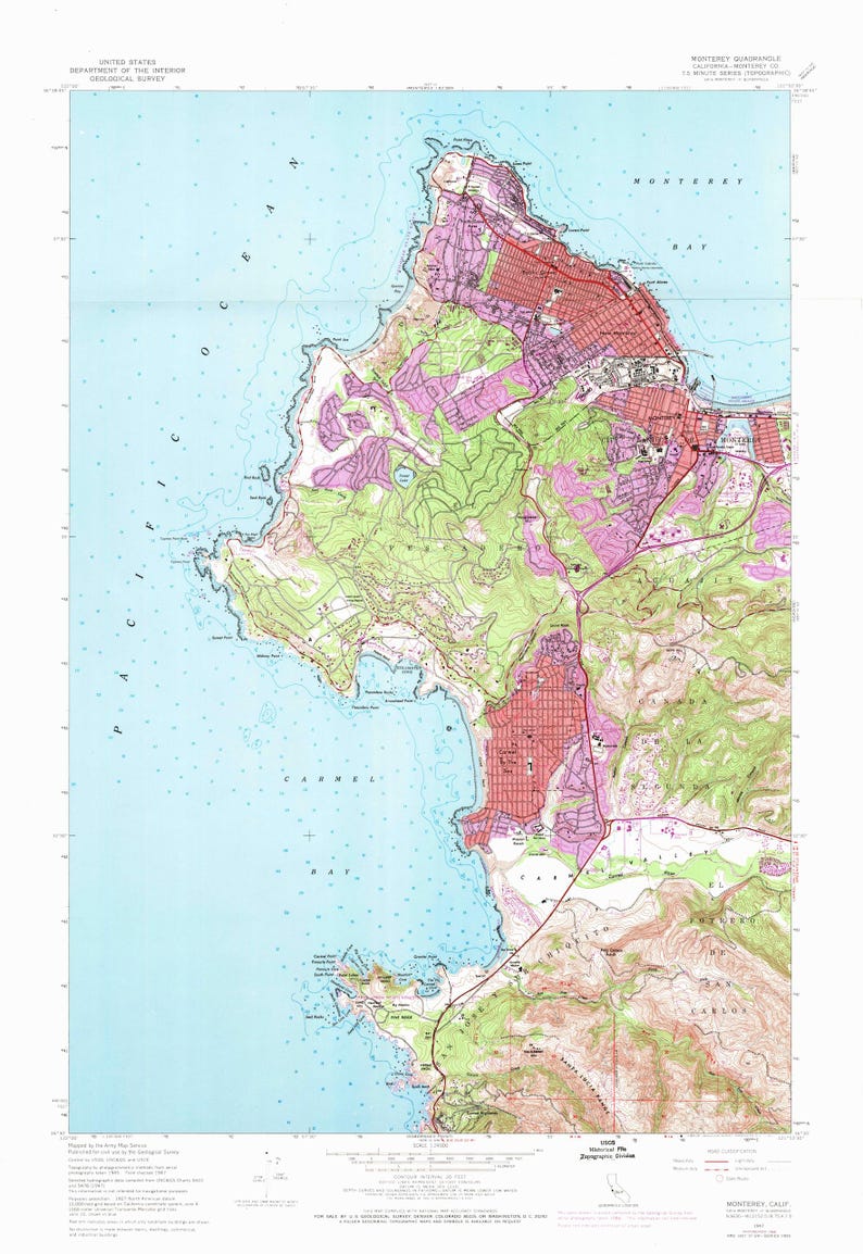 Monterey Map - 1947 - Nautical Chart Print - Etsy