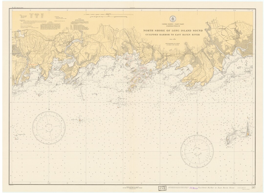 North Shore of Long Island Map 1936 - Nautical Chart Print - Etsy