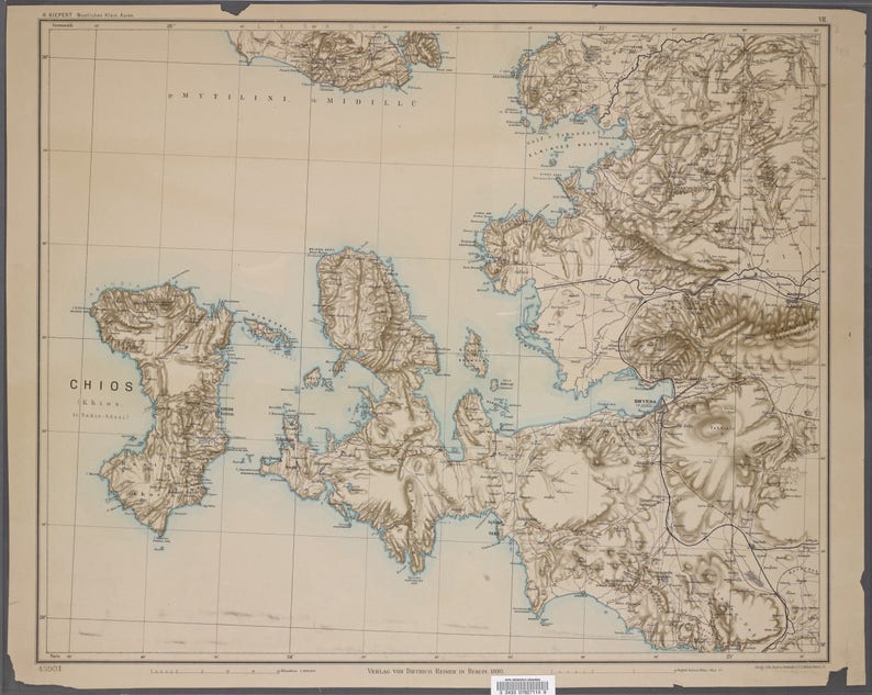 Chios Island Map 1860 - Turkey - Etsy