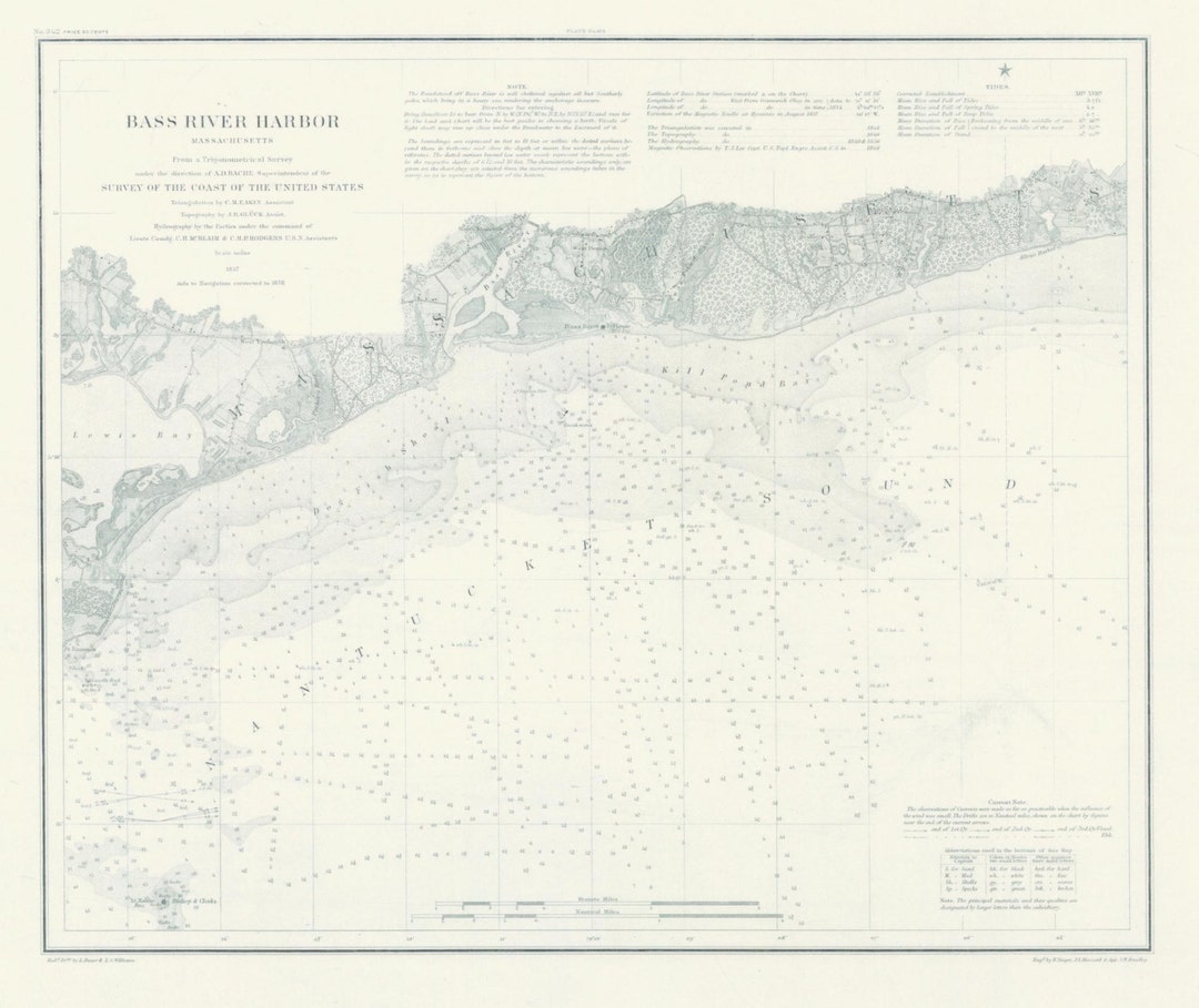 Bass River Harbor Map Map 1857 - Nautical Chart Print - Etsy