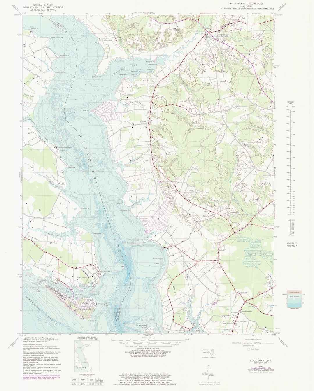 Rock Point MD Map - 1974 - Nautical Chart Print - Etsy