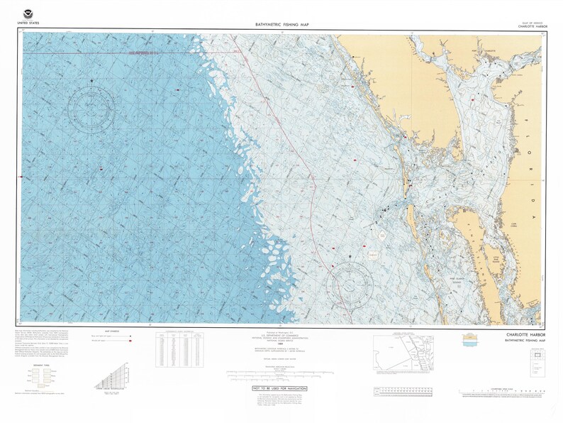 Charlotte Harbor Bathymetric Map 1989 Nautical Chart Print - Etsy