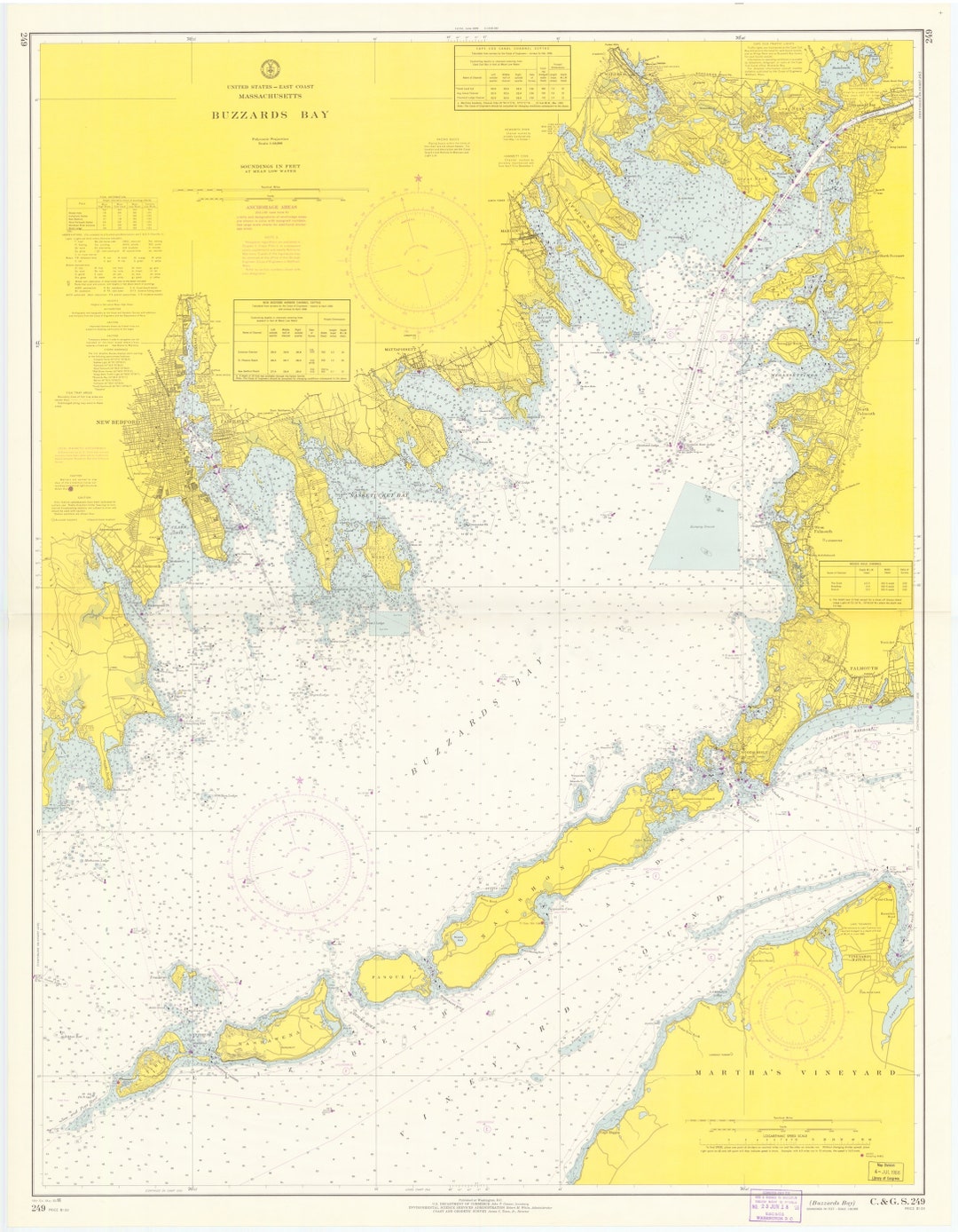 Buzzards Bay Map 1966 - Nautical Chart Print - Etsy