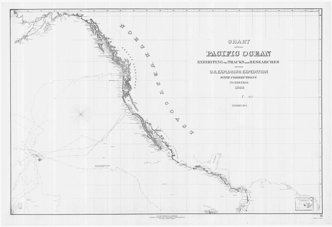 Pacific Ocean Historical Map 1844 - Nautical Chart Print - Etsy