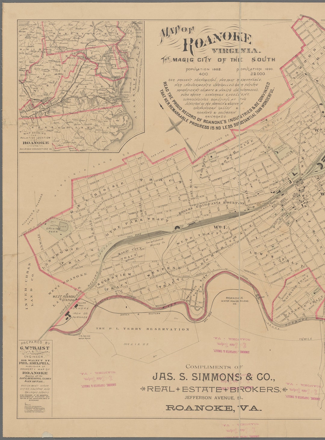 Roanoke Virginia Map - Nautical Chart Print - Etsy