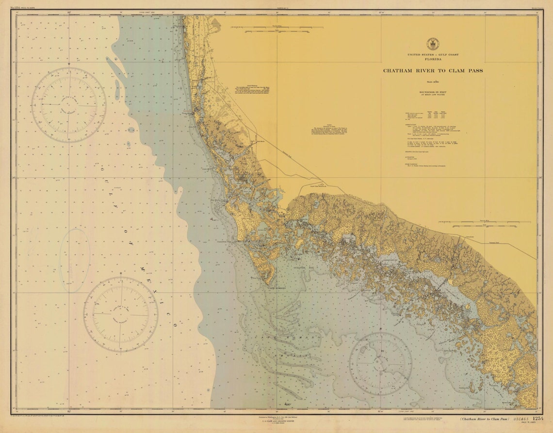Naples Map Chatham River to Clam Pass Historical Chart 1931 - Etsy