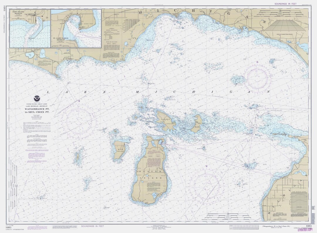 Waugoshance Point to Seul Choix Point Map - 1993 - Nautical Chart Print ...