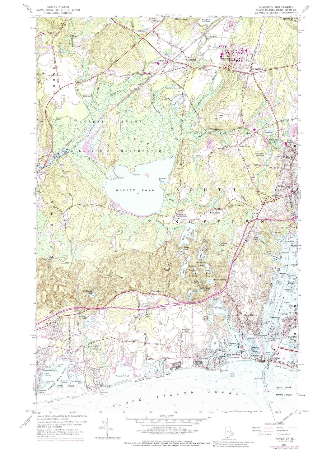 Kingston (RI) Map - 1957 - Nautical Chart Print - Etsy